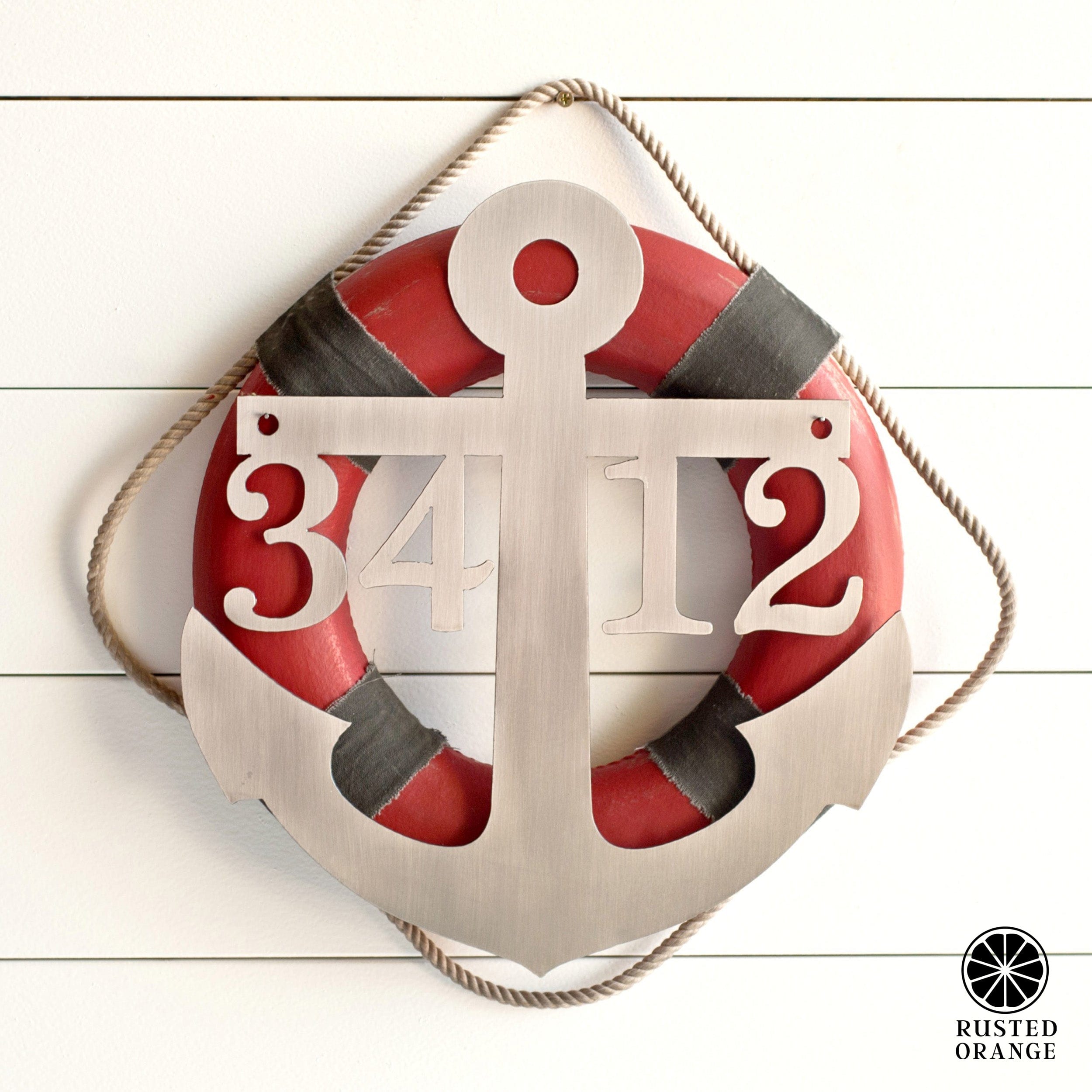 Anchor Address Plaque - Coastal House Numbers Plaque Beach Decor