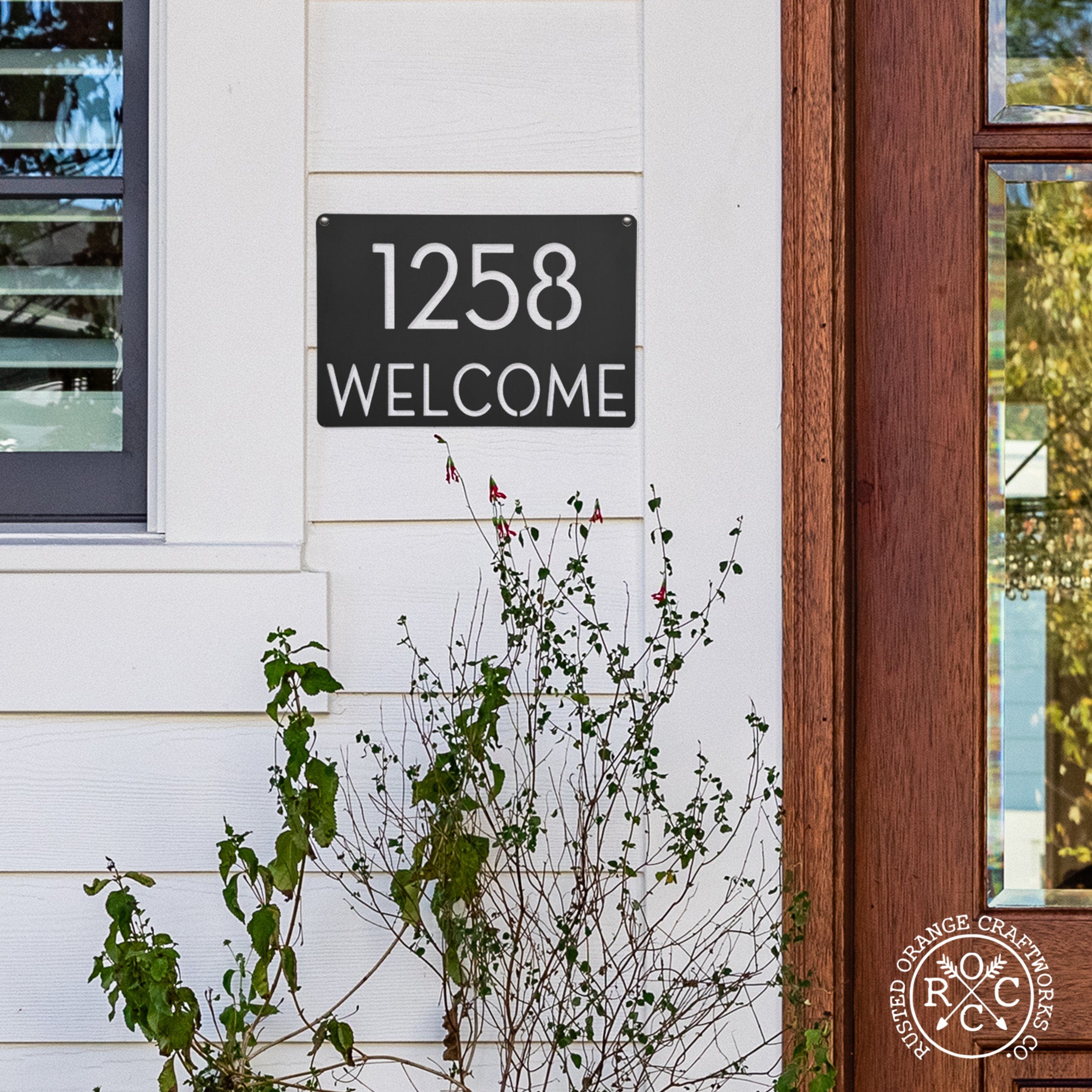Modern Personalized Address Plaque with Street Name and House Numbers