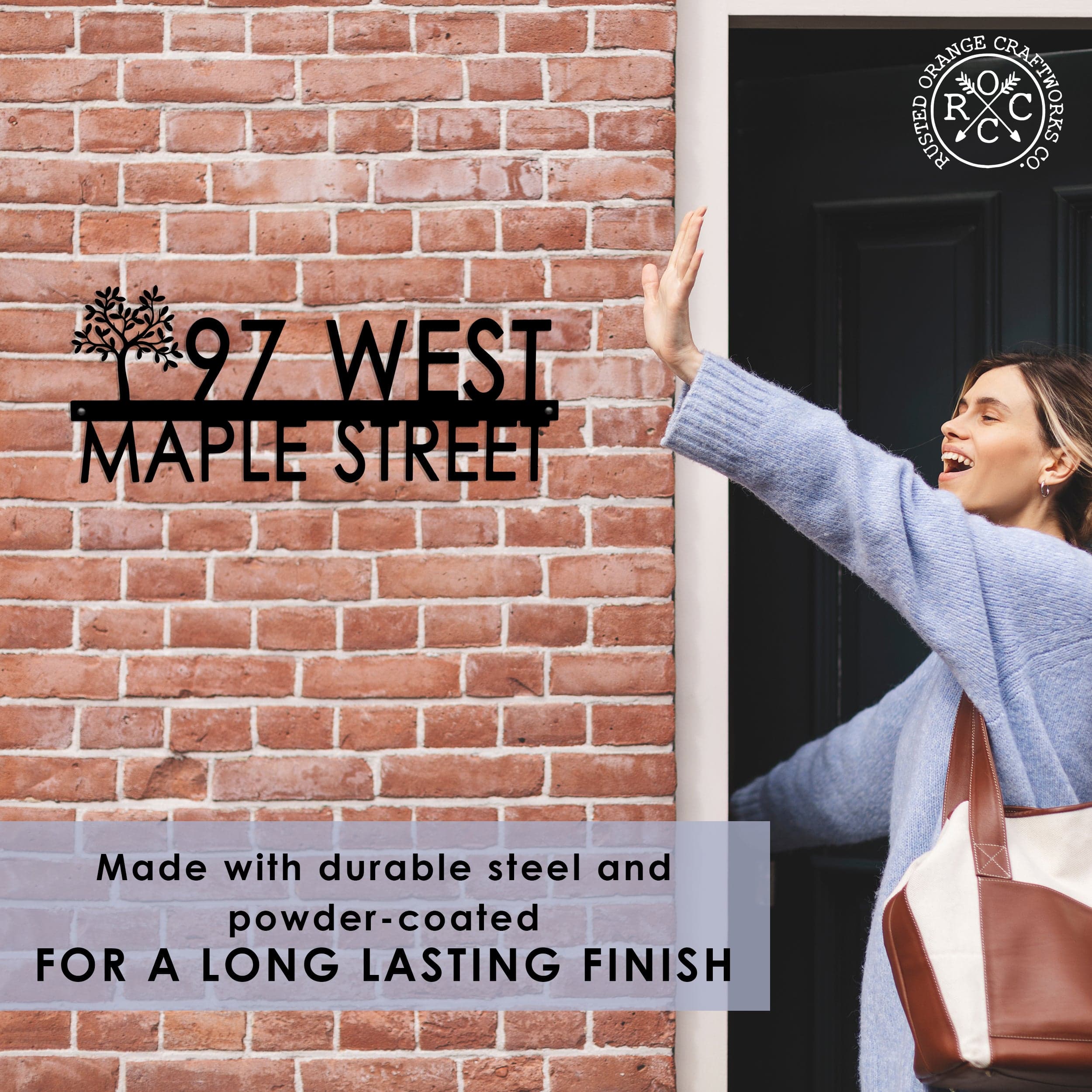 Magnolia Address Plaque - 3 Sizes - Modern Outside House Numbers ...