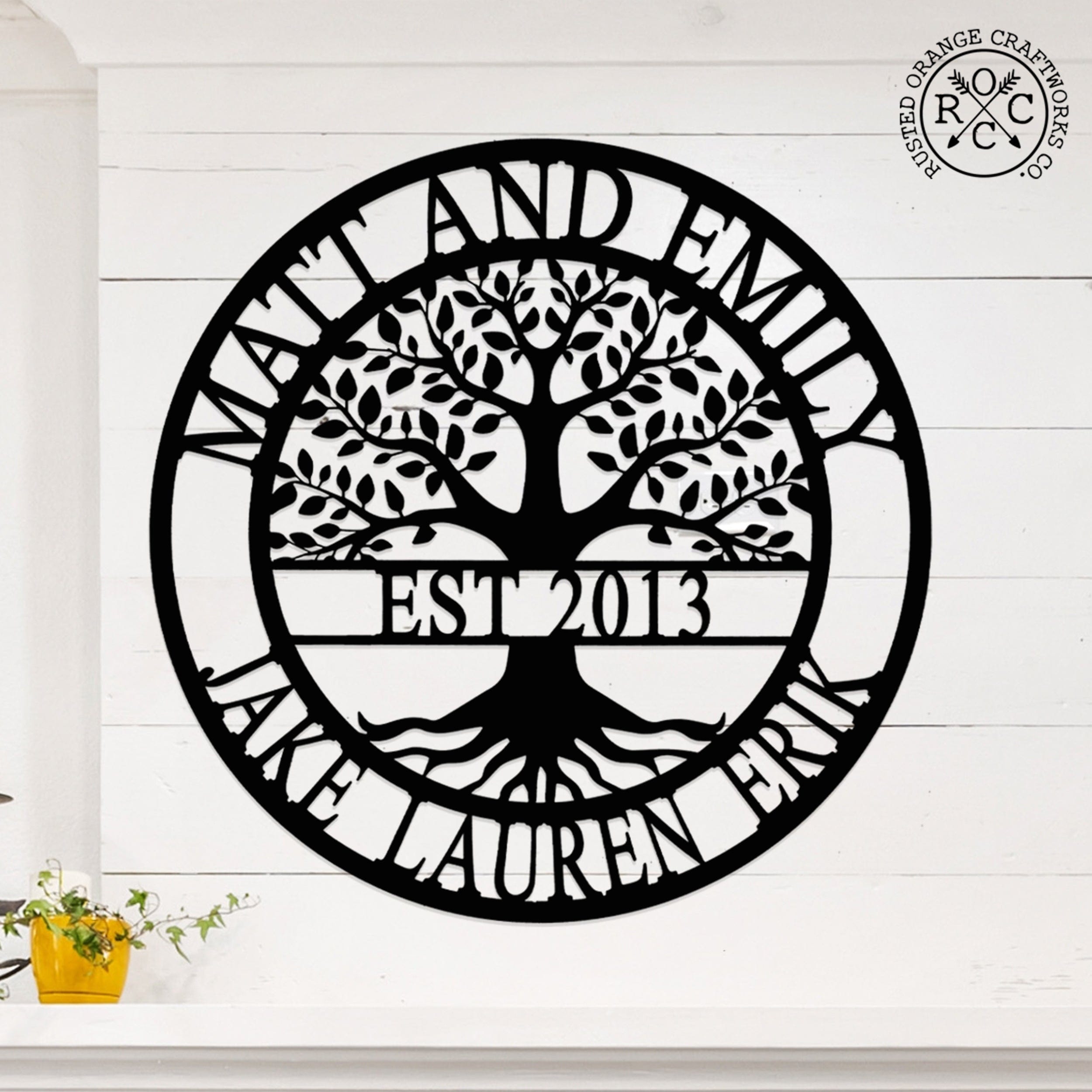 Established Family Tree Name Sign - Family Tree Wall Decor Last Name S ...