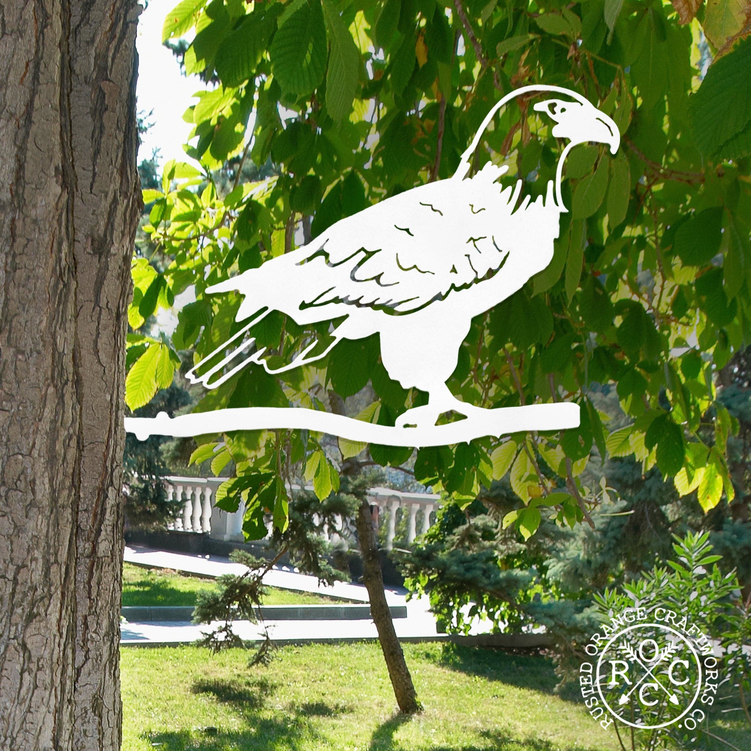 Steel Bald Eagle Tree Stake - Metal Bird Tree Stake for Garden or Lawn ...