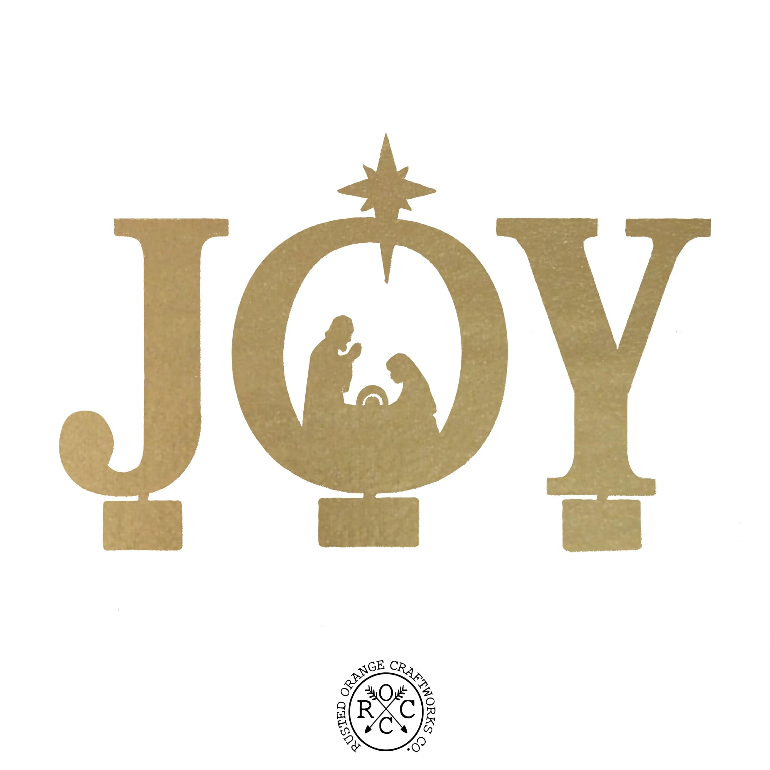Joy Nativity - Metal Stand Up Joy Sign with Christmas Manger Scene ...