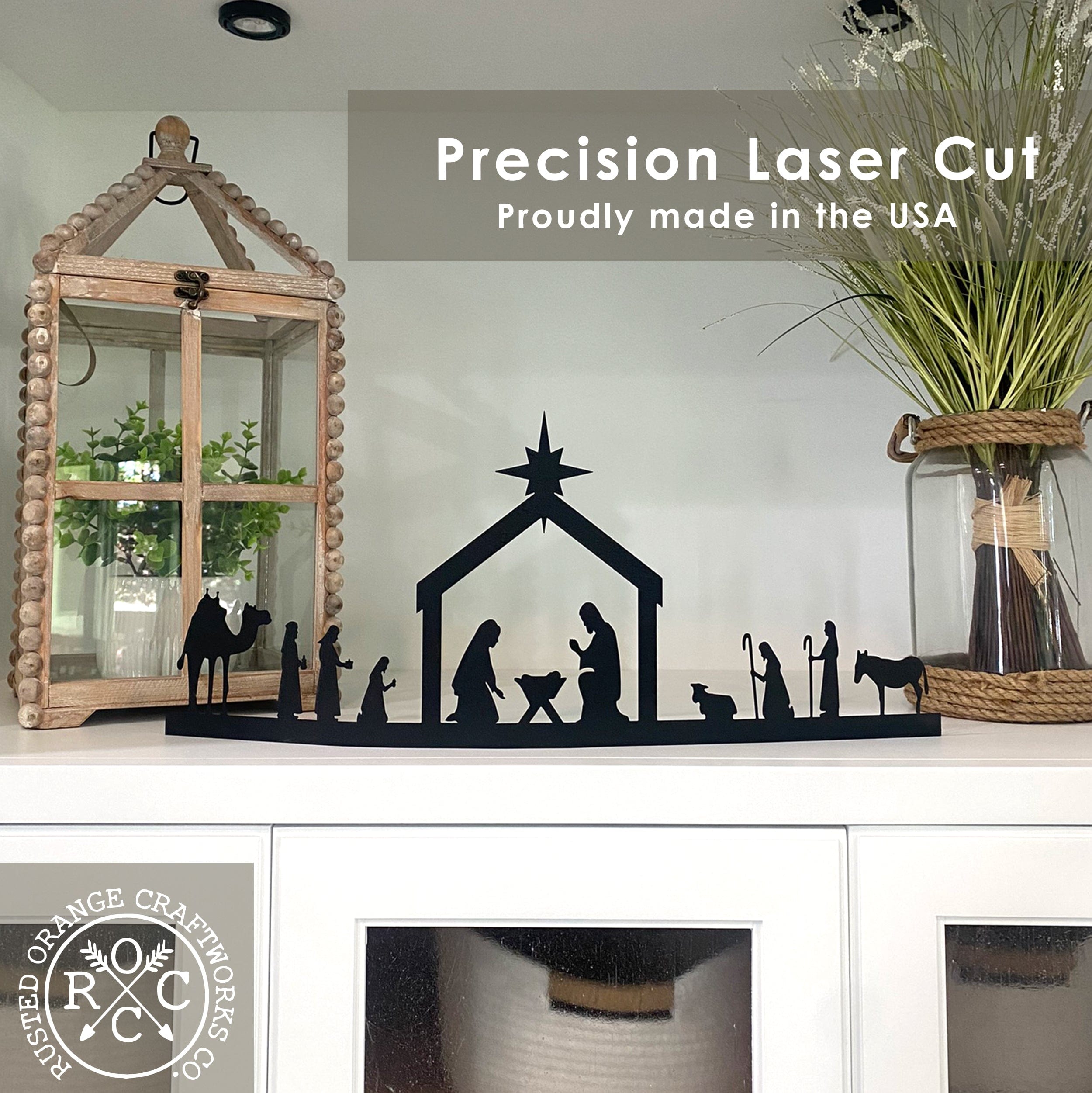 Single Piece Nativity - Indoor Metal Nativity Set with Figurines ...