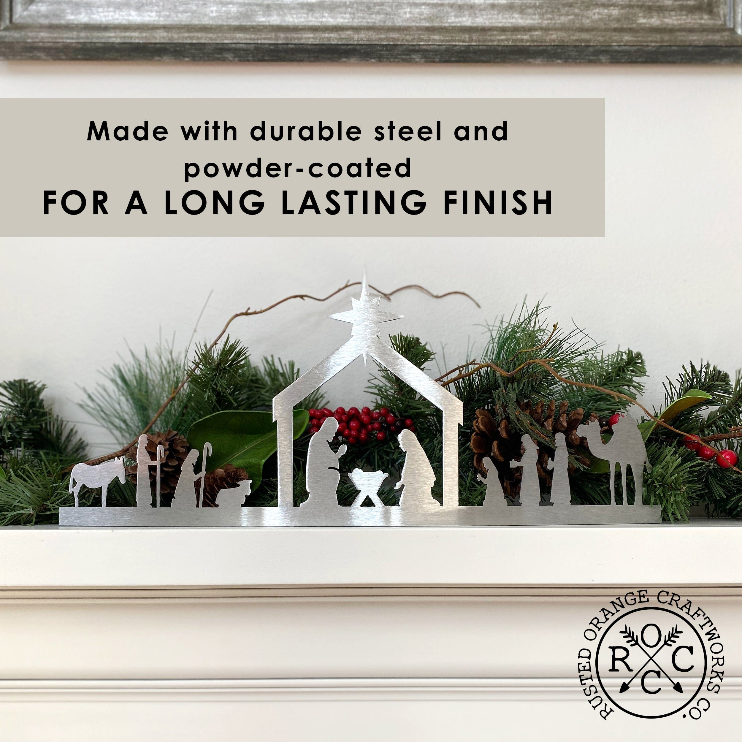 Single Piece Nativity - Indoor Metal Nativity Set with Figurines ...