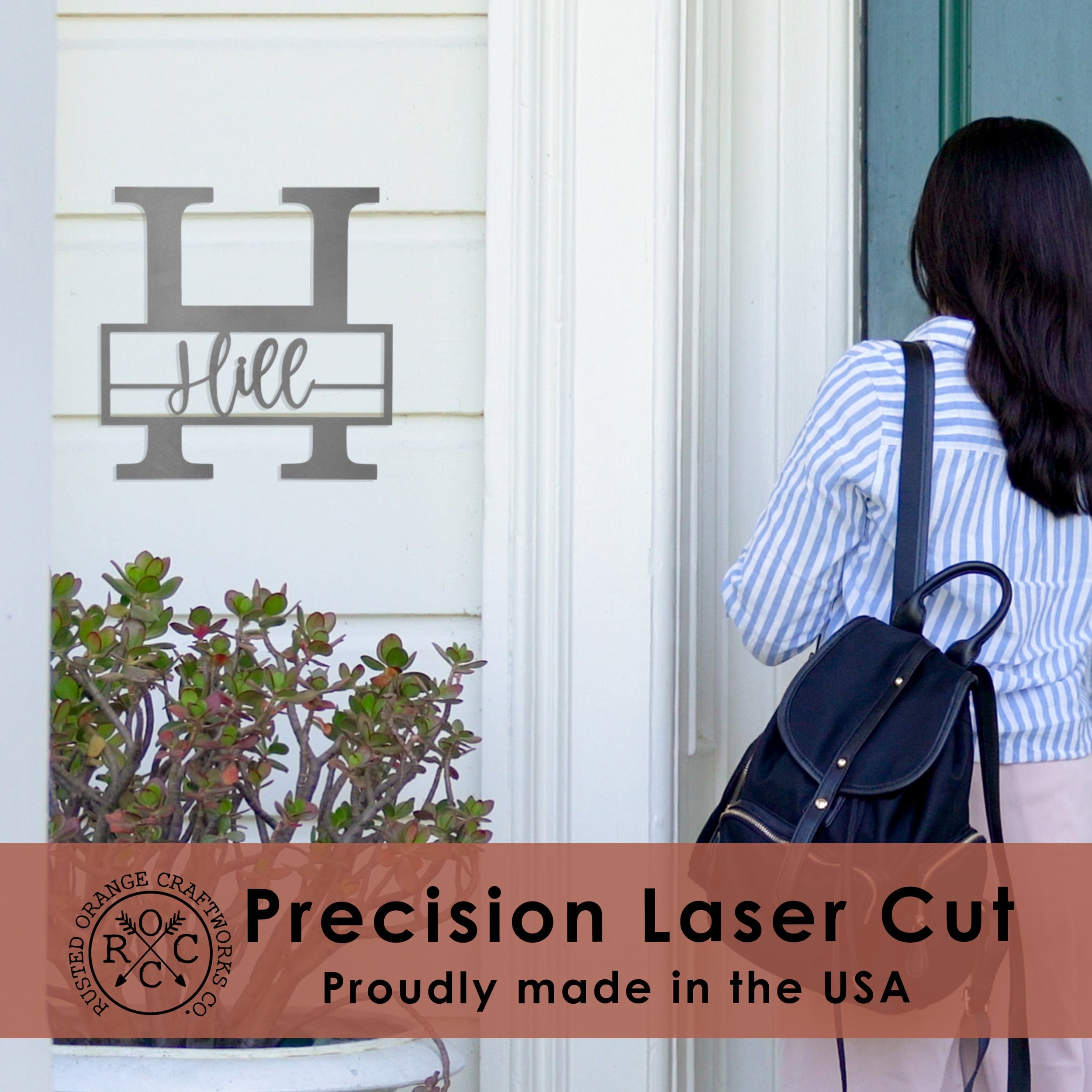 Script Letter Monogram Personalized Metal Family Last Name Sign ...