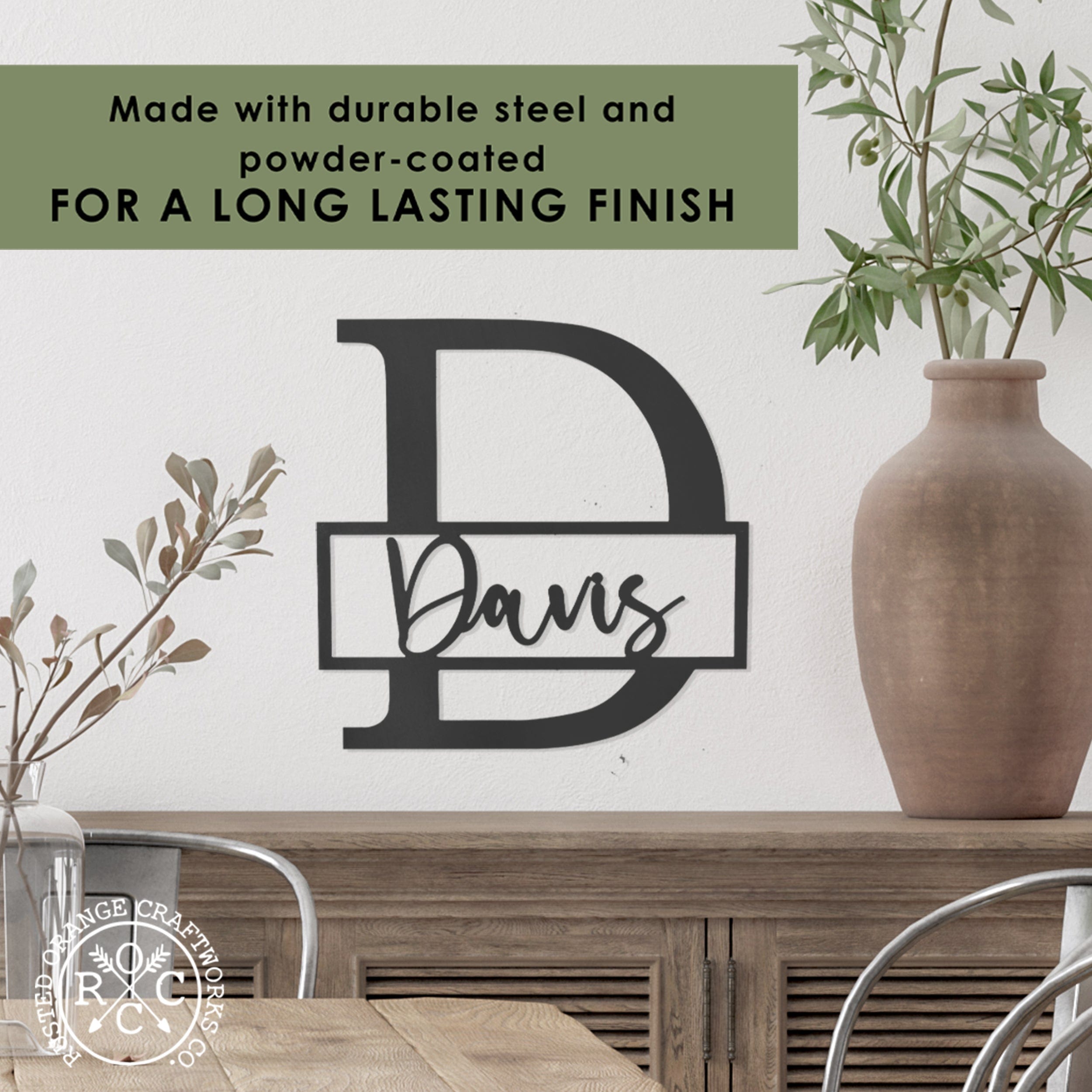 Script Letter Monogram Personalized Metal Family Last Name Sign ...