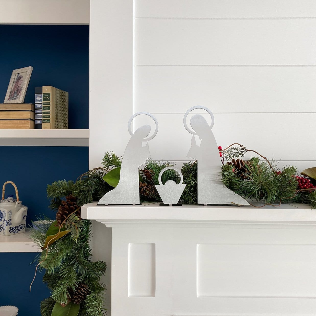 Halo Nativity Set - 3 Piece - Birth of Christ Standing Christmas Decor ...