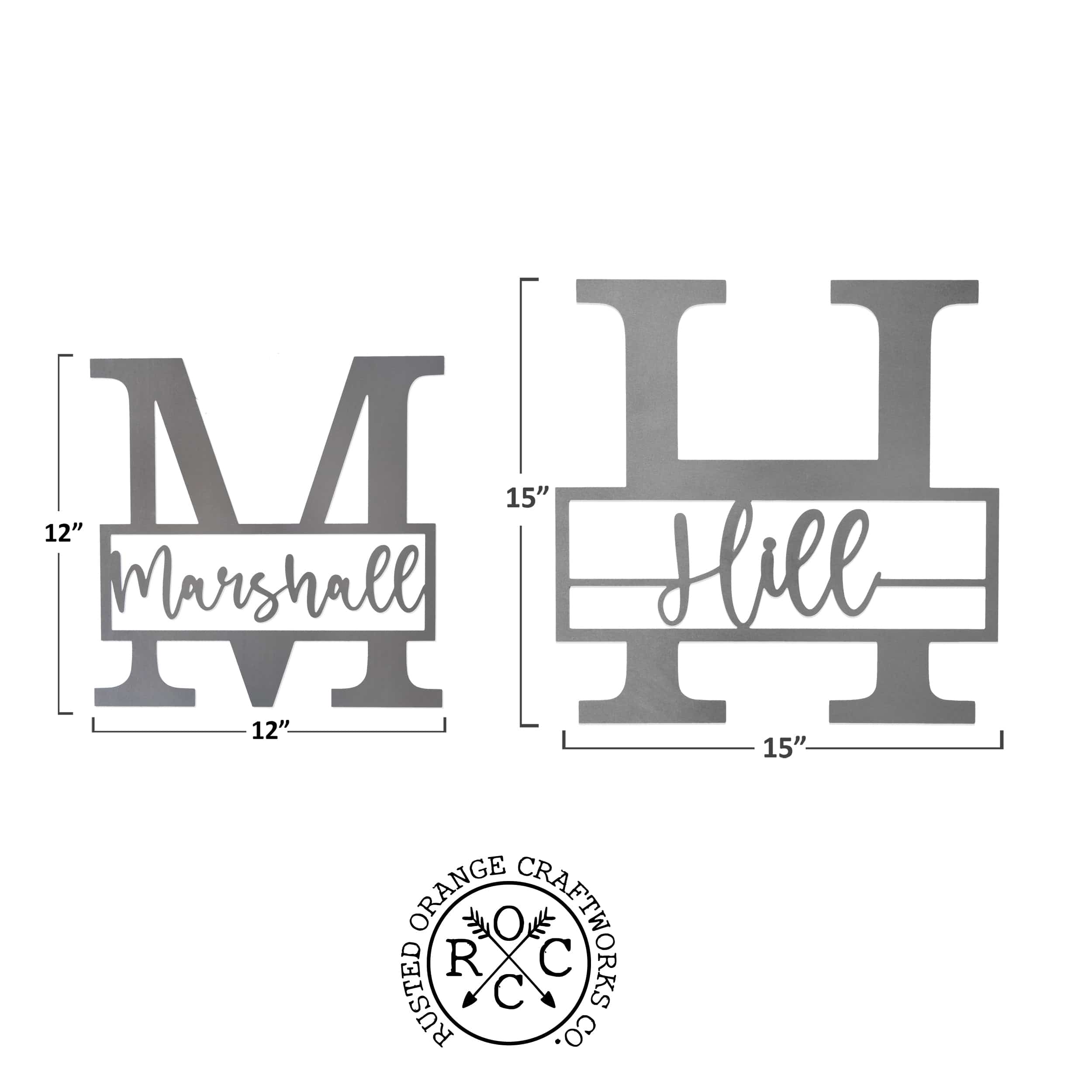 Script Letter Monogram Personalized Metal Family Last Name Sign ...